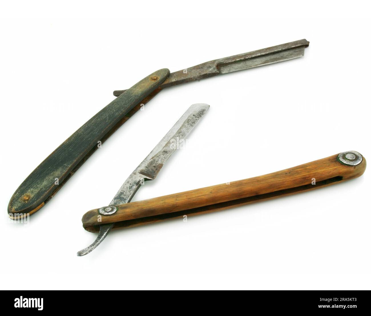 Two wooden cutthroat razors isolated on a white background Stock Photo ...