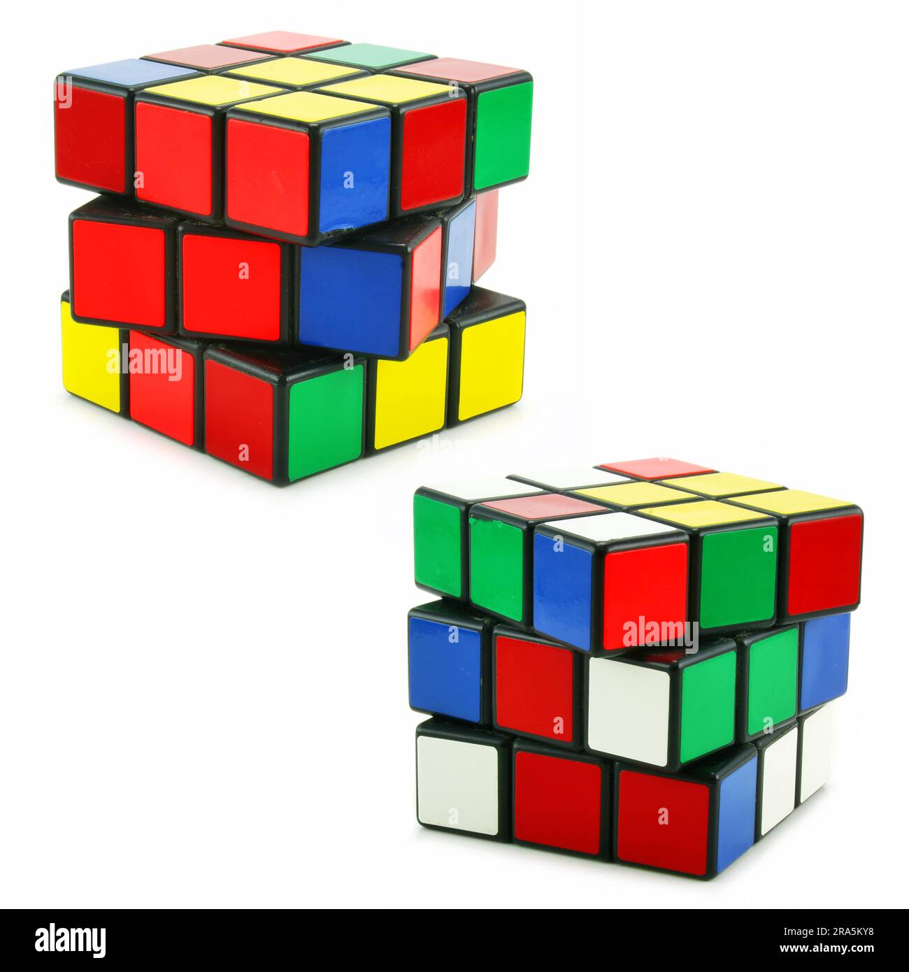Two colored Rubik cubes isolated on a white background Stock Photo - Alamy