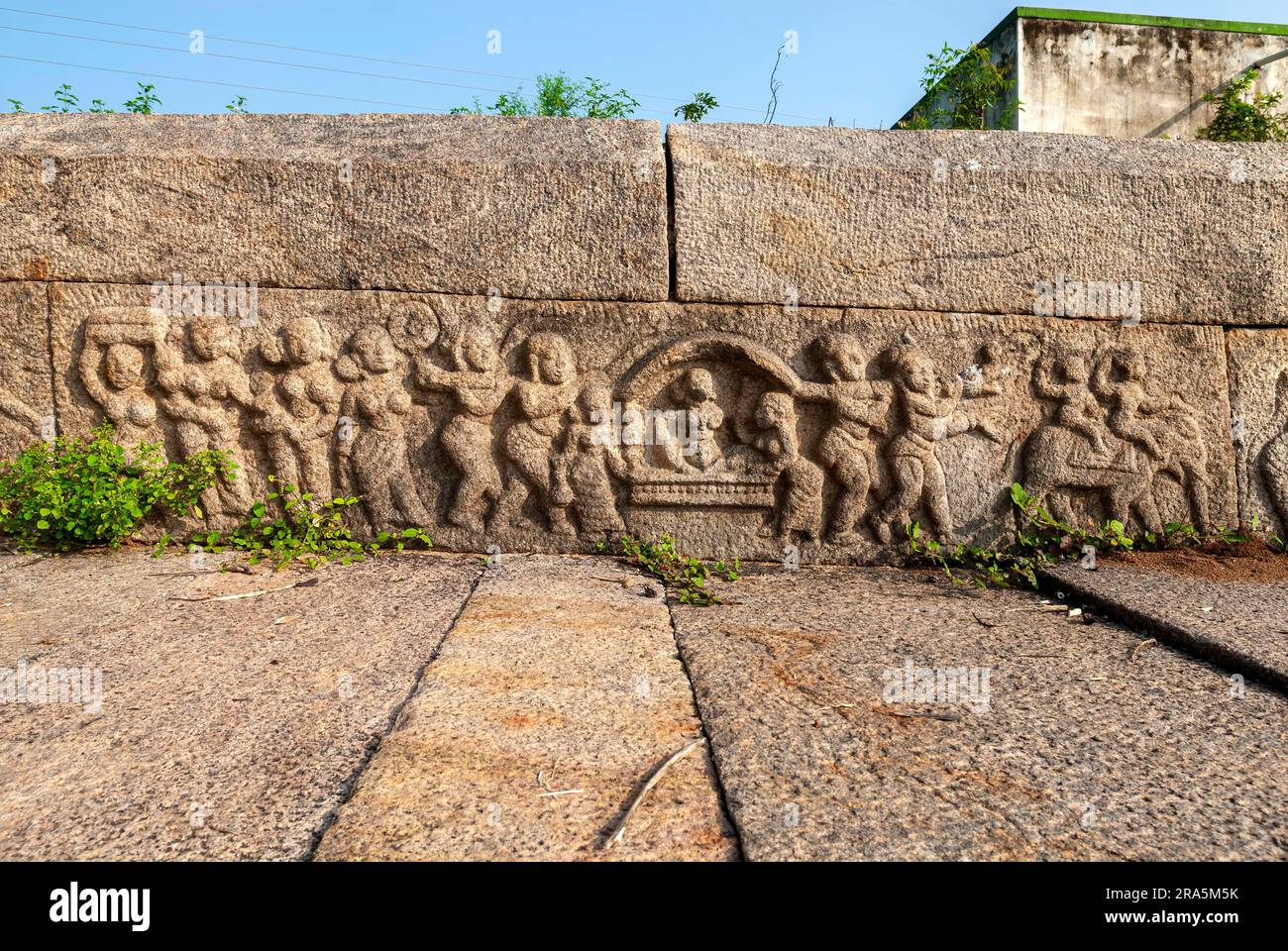 Procession of the queen on the Palanquin, bas-relief sculpture on ...