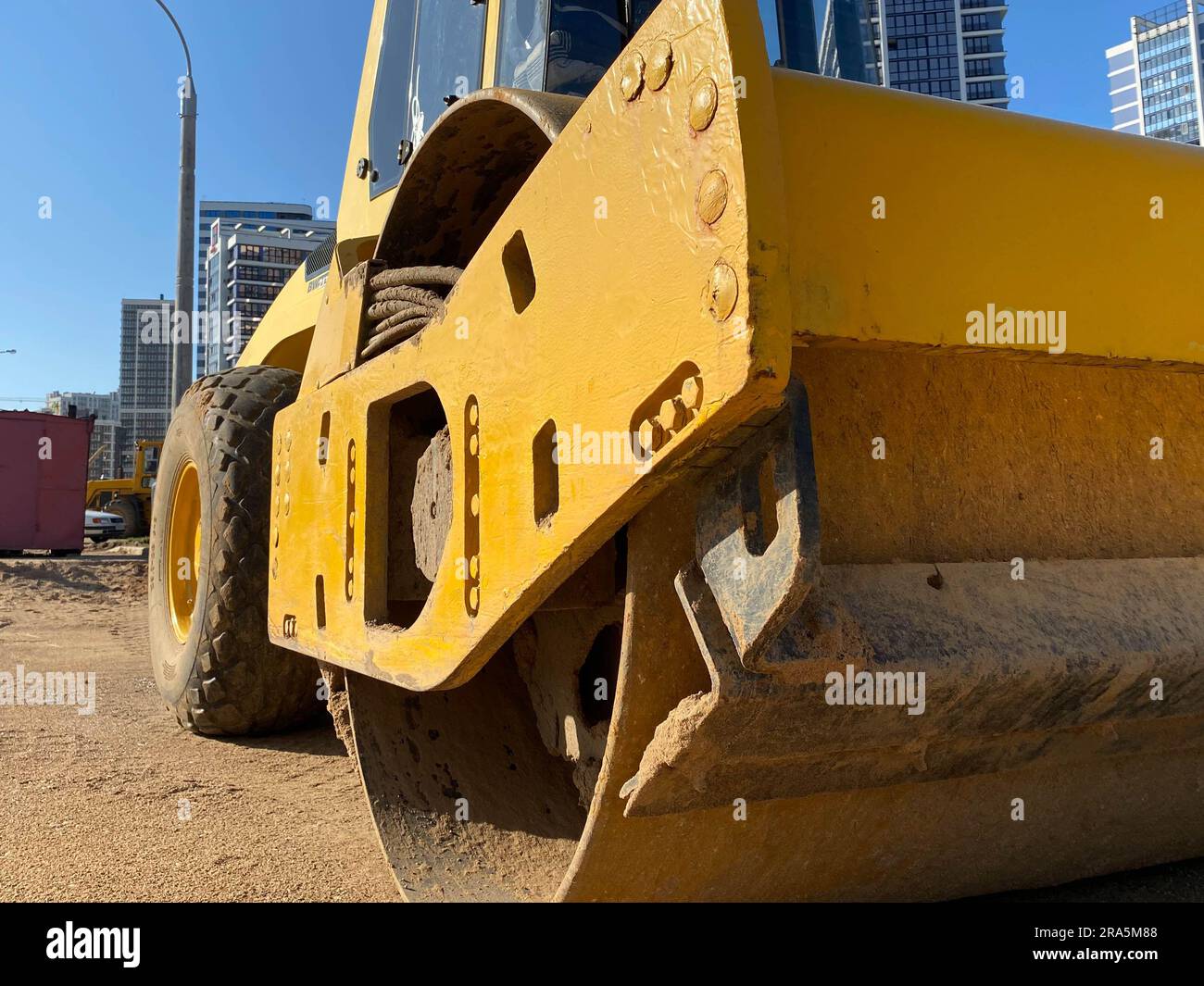 Heavy Vibration roller compactor at asphalt pavement works for road ...