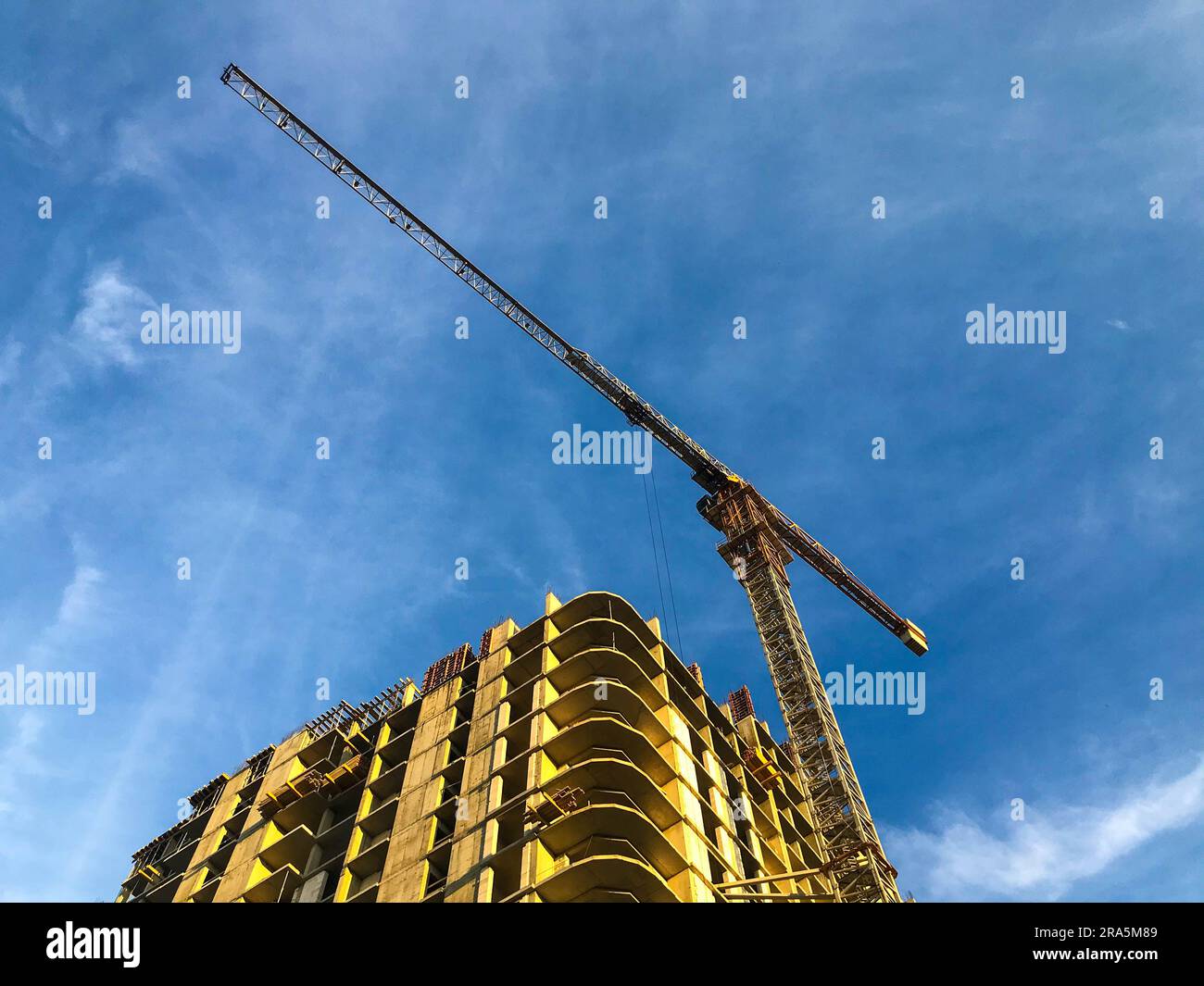 construction of a new multi-storey building. view in profile, the side ...