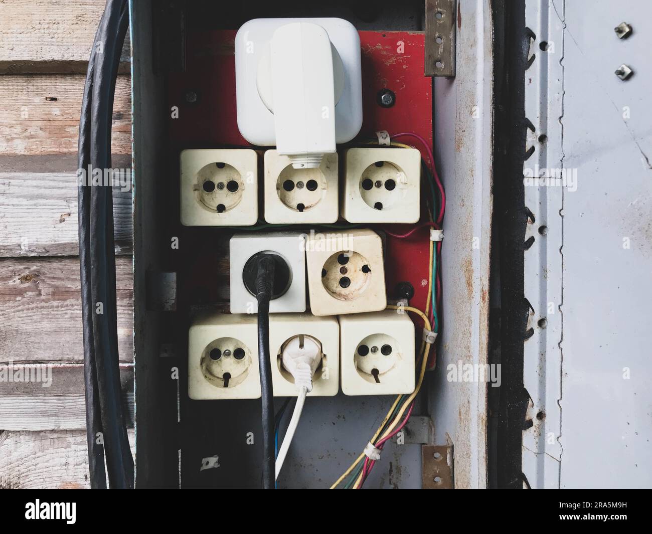 switch box. homemade shield with sockets for power lines. DIY wiring ...