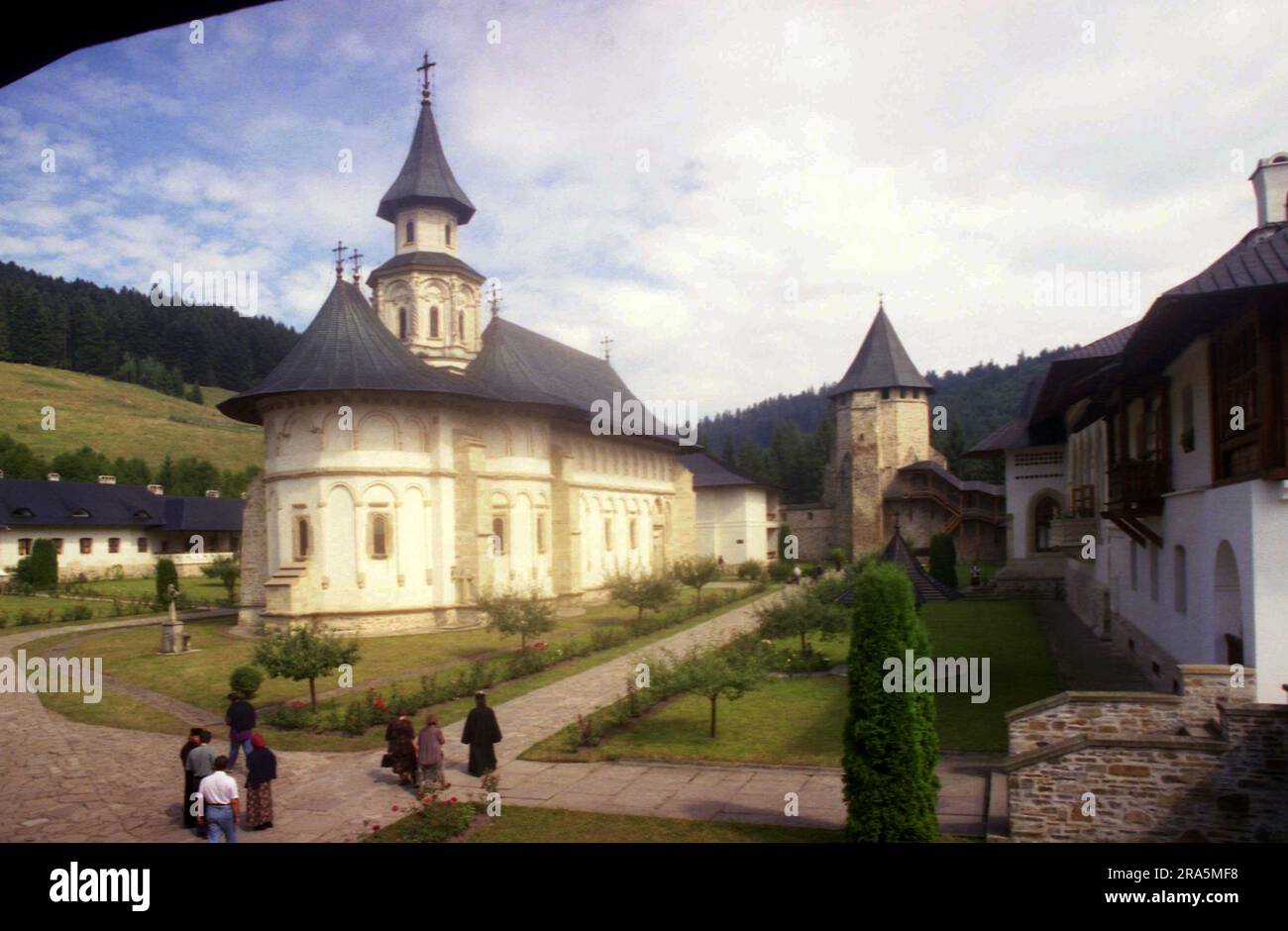 Suceava County, Romania, 1999. Exterior view of Putna Monastery, a ...