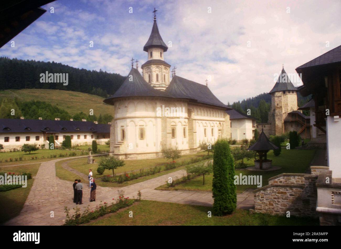 Suceava County, Romania, 1999. Exterior view of Putna Monastery, a ...