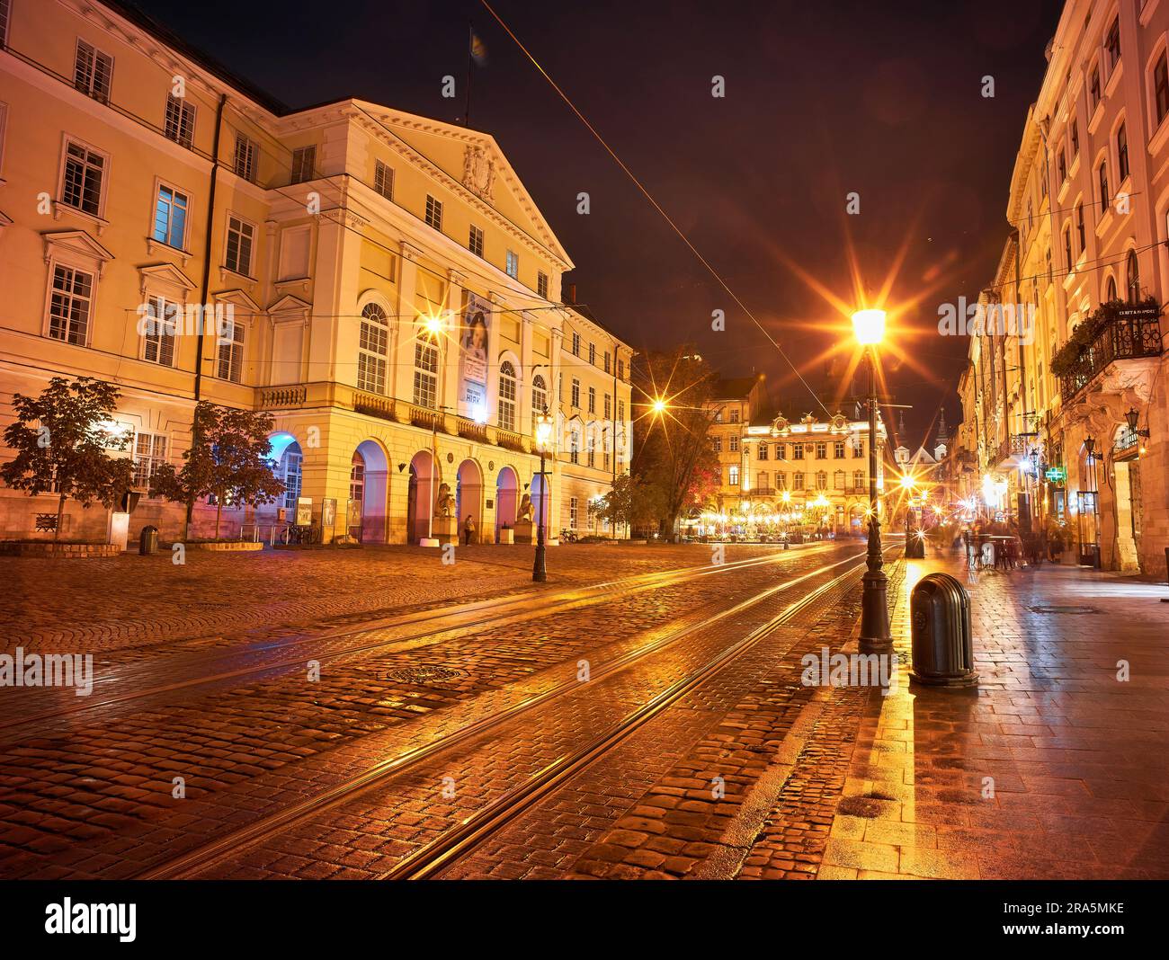 Night scene of old european town lvov hi-res stock photography and ...