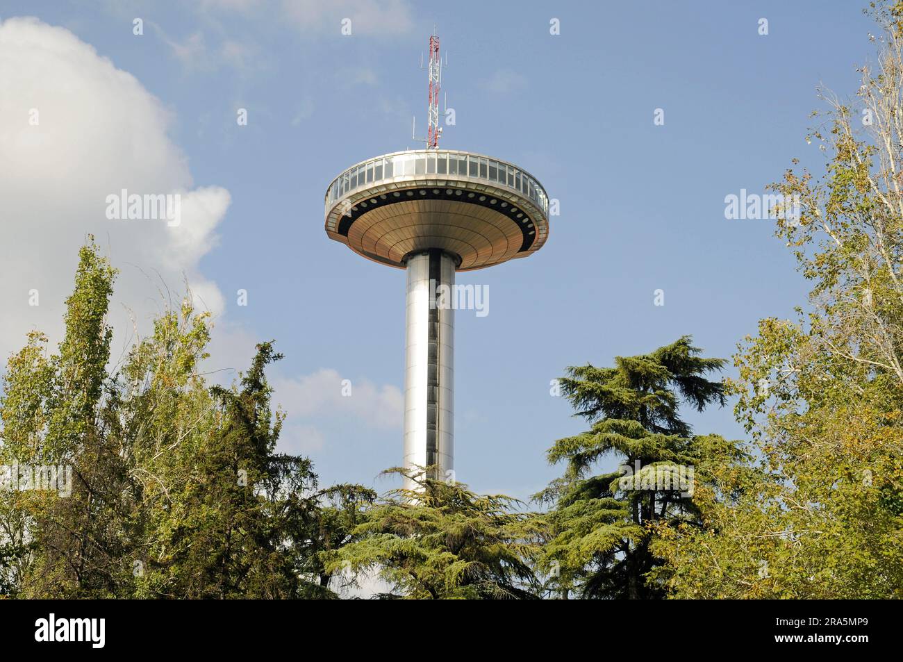 Faro de Moncloa transmission tower, built in 1992, Plaza de Moncloa ...