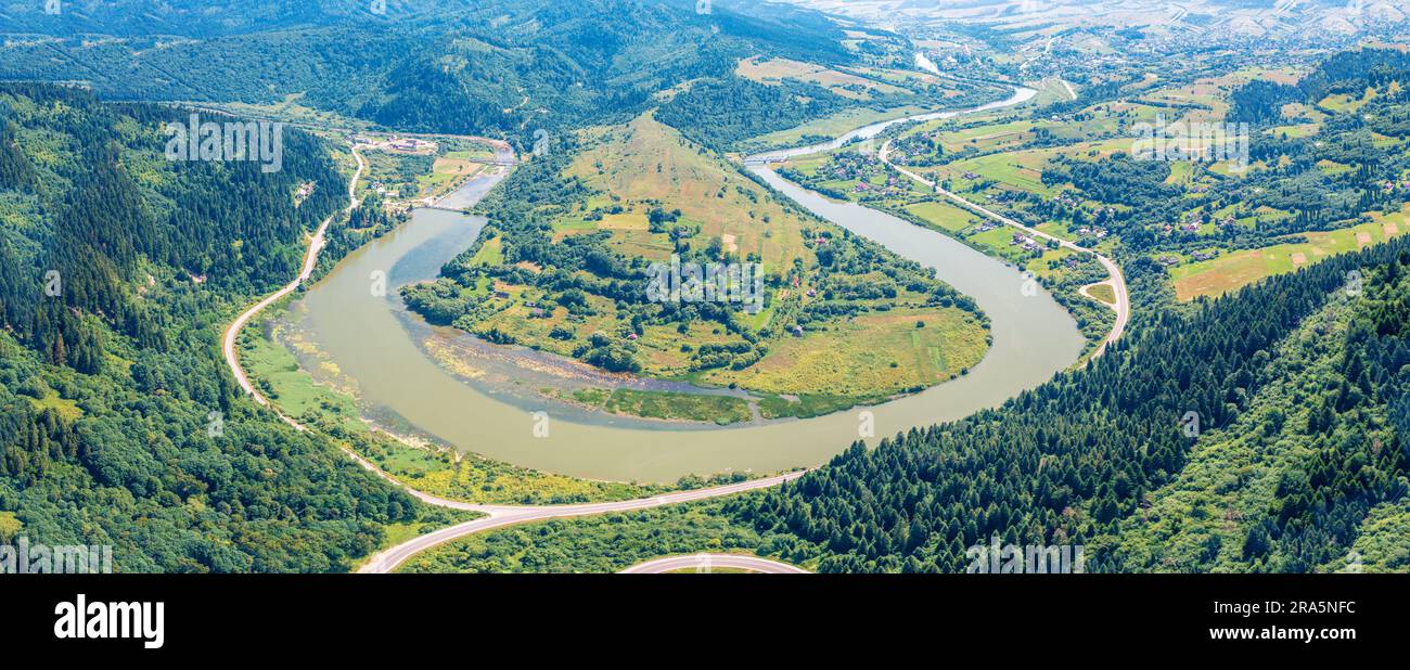 Aerial panorama river meander hi-res stock photography and images - Alamy