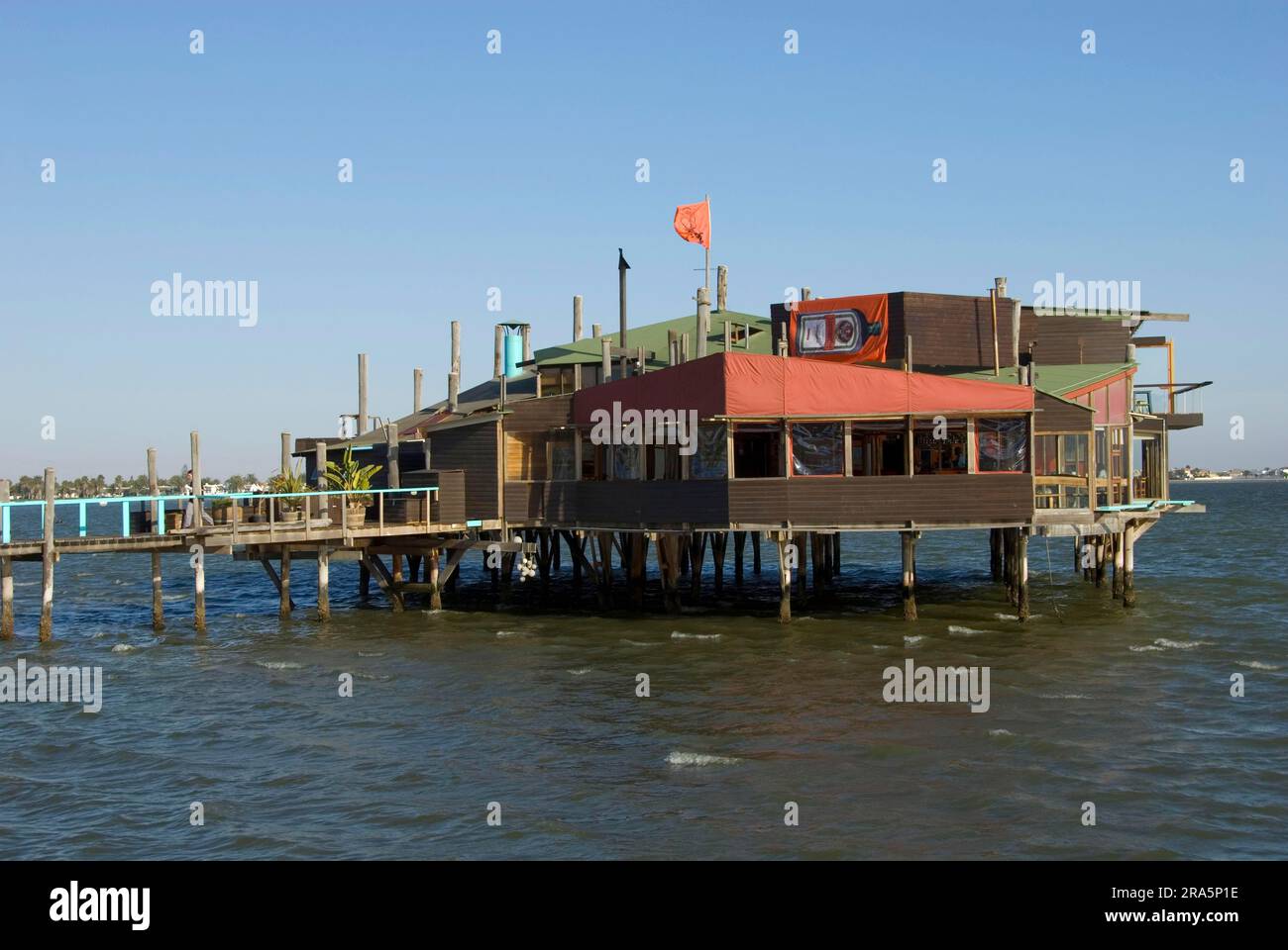 Restaurant on stilts, Walvis Bay, Namibia, Stilt house, Whale Bay Stock ...