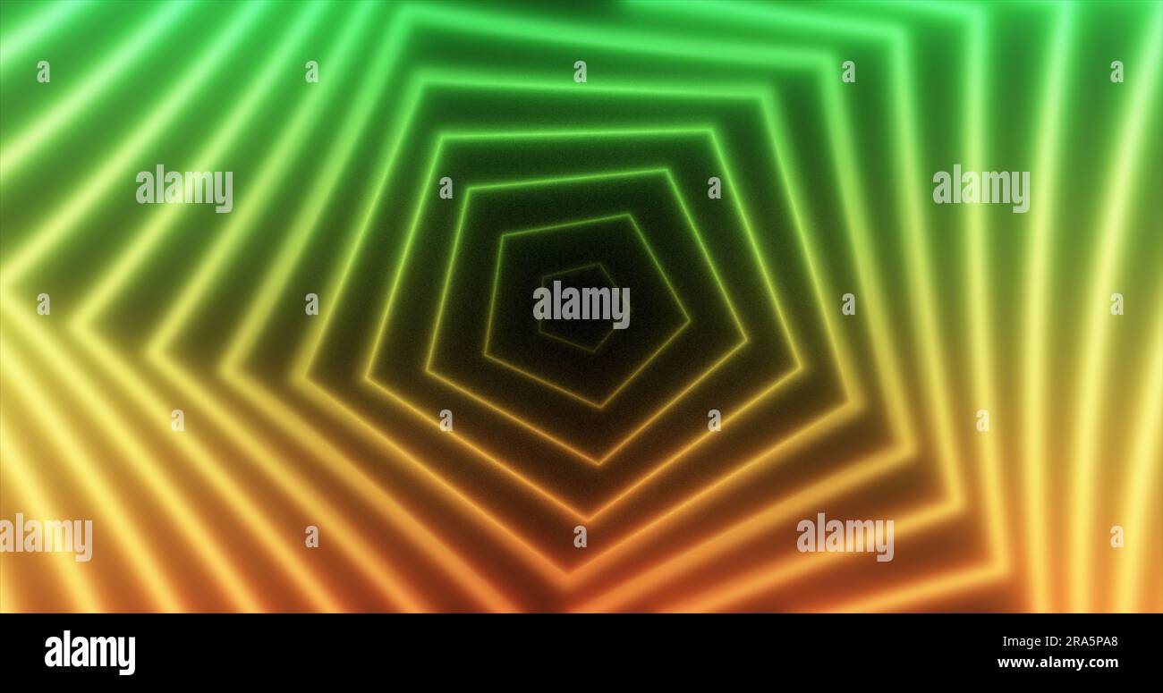 Abstract glowing neon pentagons swirling green and yellow lines energy ... Abstract glowing neon pentagons swirling green and yellow lines energy ...