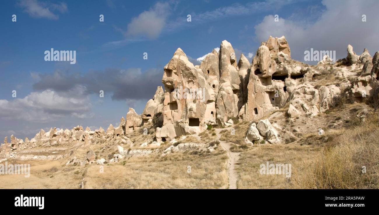 Tufa formation with cave, cave dwellings, Goereme, Goereme National ...