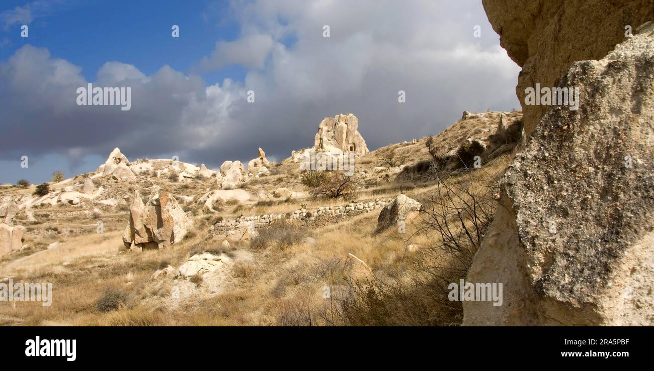Tufa formation with cave, cave dwellings, Goereme, Goereme National ...