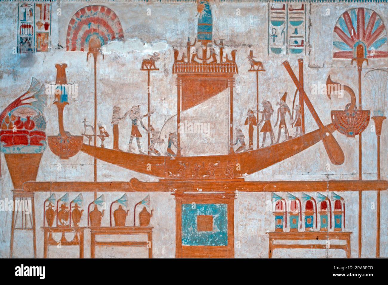Wall painting of a boat, Temple Sethos, Abydos, Egypt I Wall painting ...