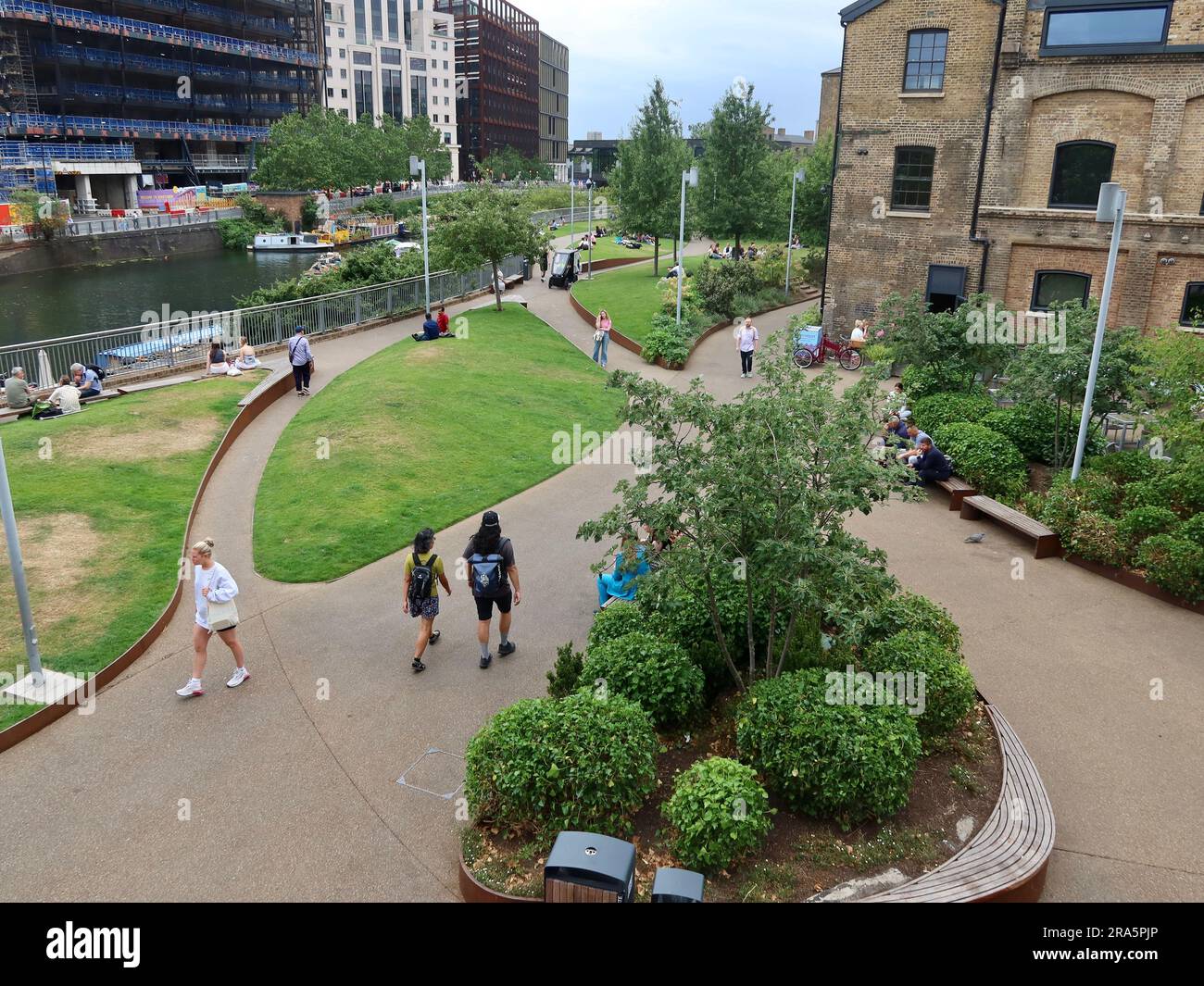 London, UK - June 2023 : Handyside Gardens, Coal drops yard, Kings ...
