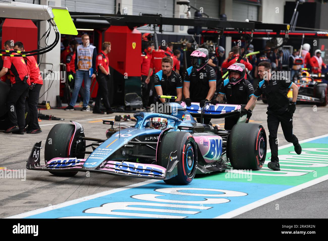 Spielberg, Austria. 01st July, 2023. Alpine F1 Team mechanics in the ...
