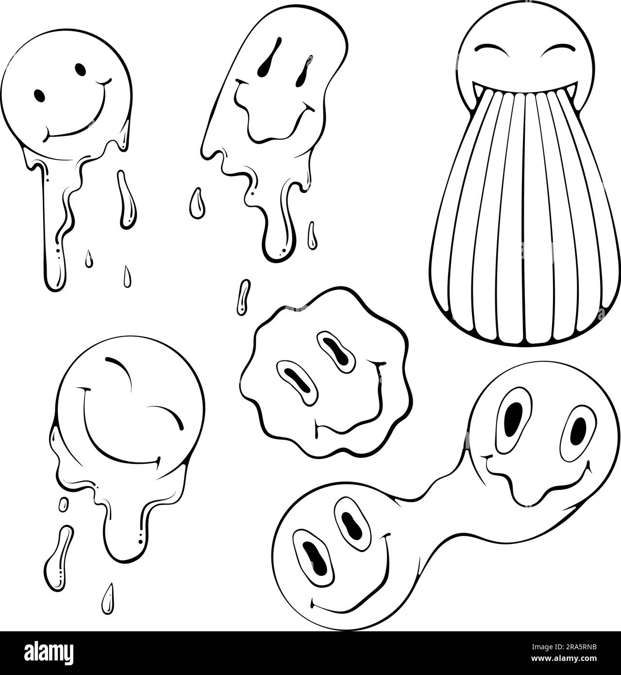 Melting smile set line art Stock Vector Image & Art - Alamy