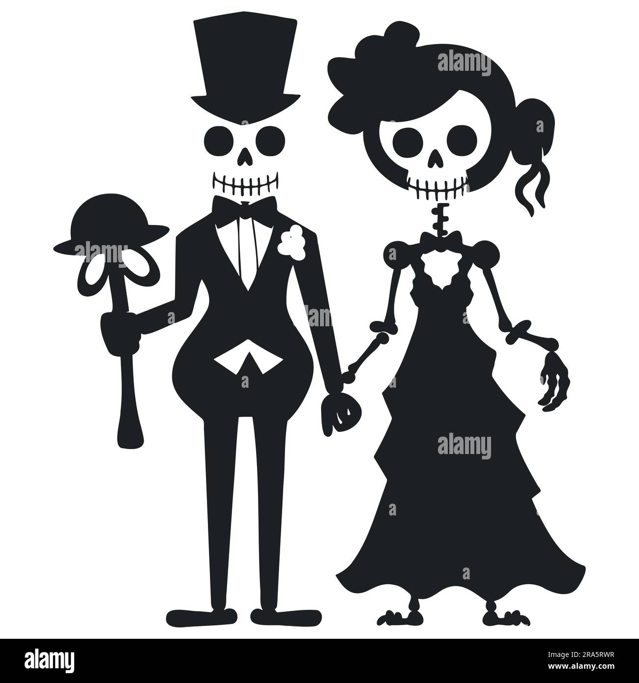 Two lovers of skeleton on the white background. Vector illustration ...