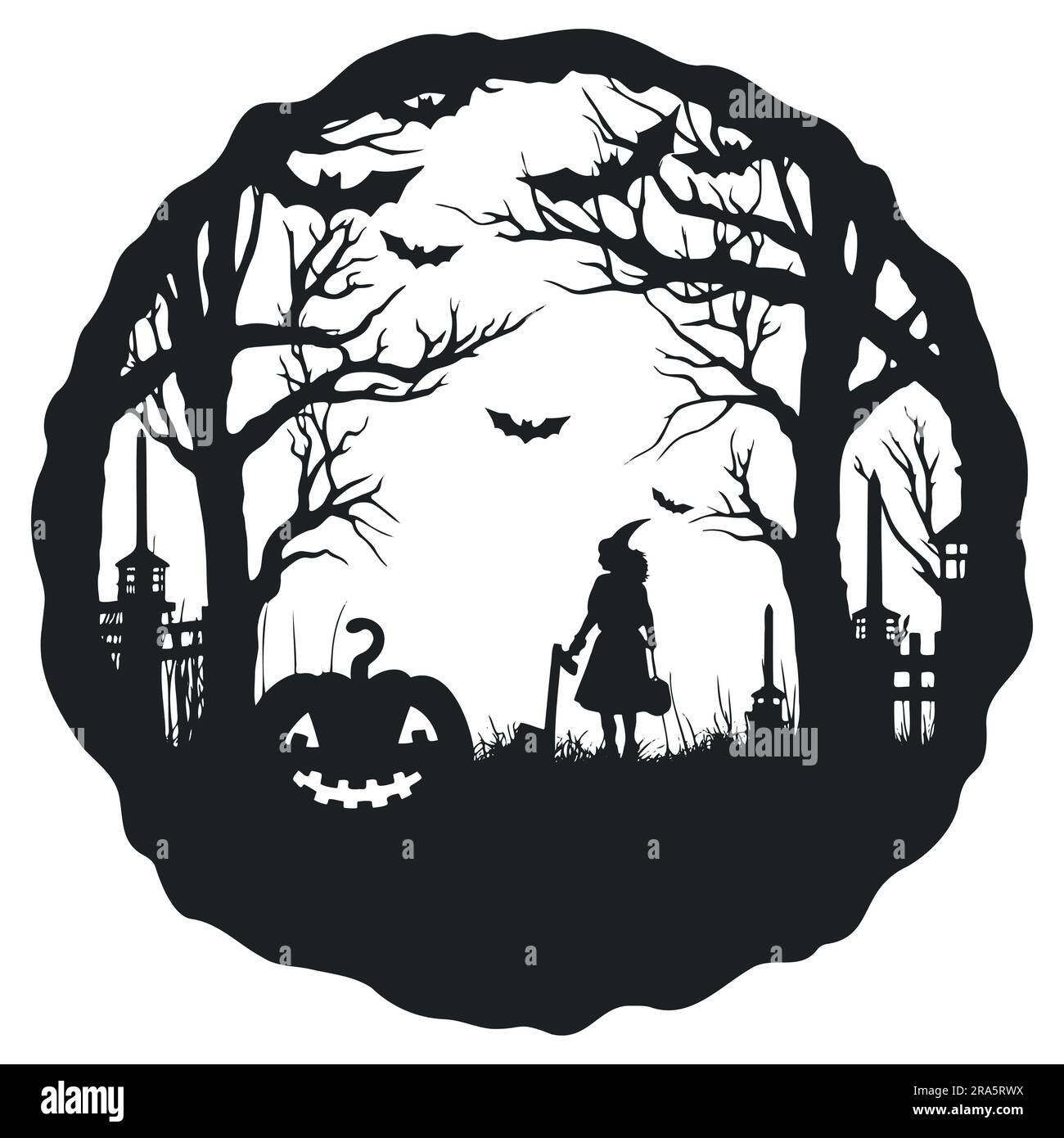 Pumpkins bats halloween party Black and White Stock Photos & Images - Alamy