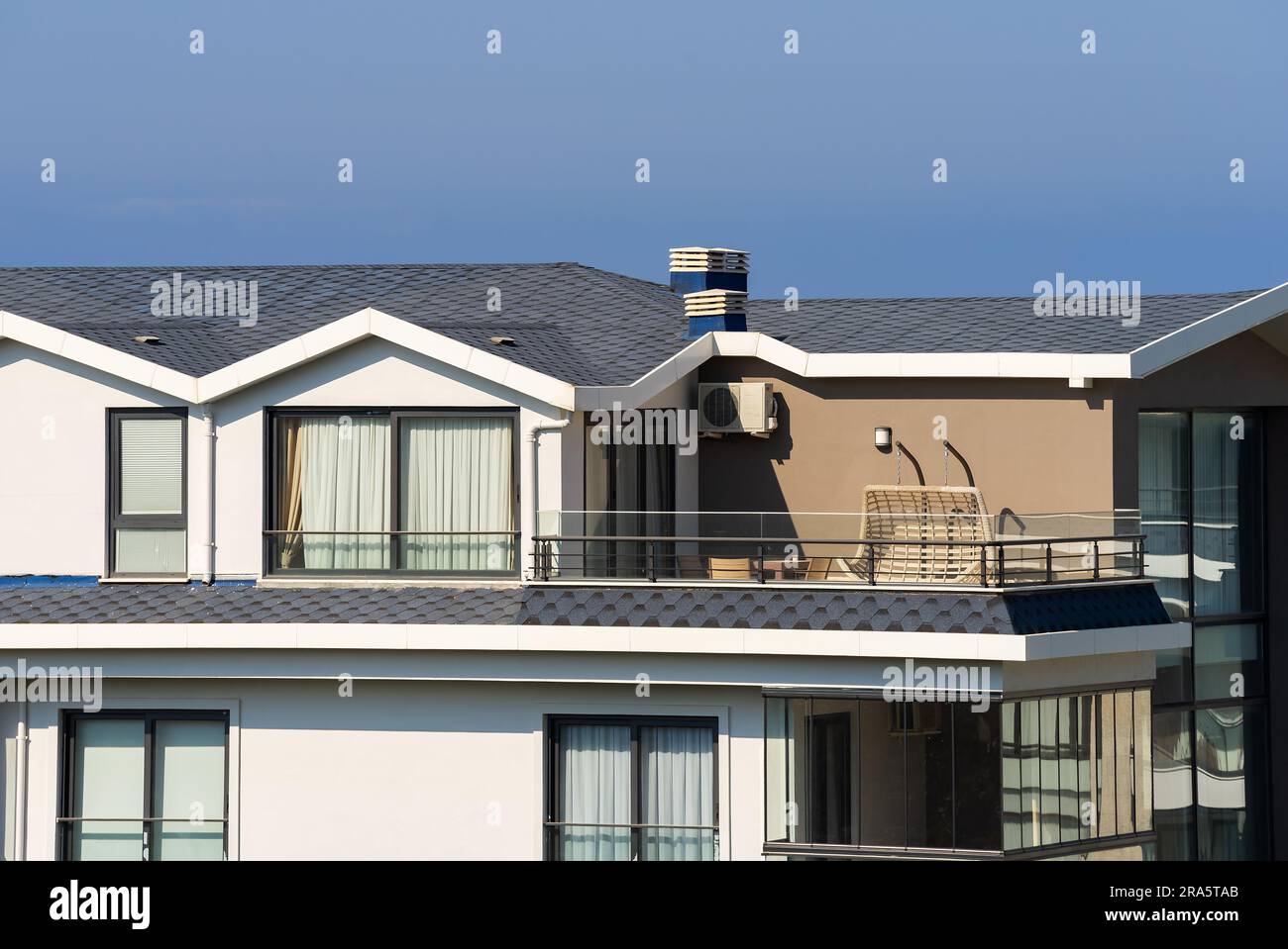 Top floor of an apartment building. Residential building Stock Photo ...