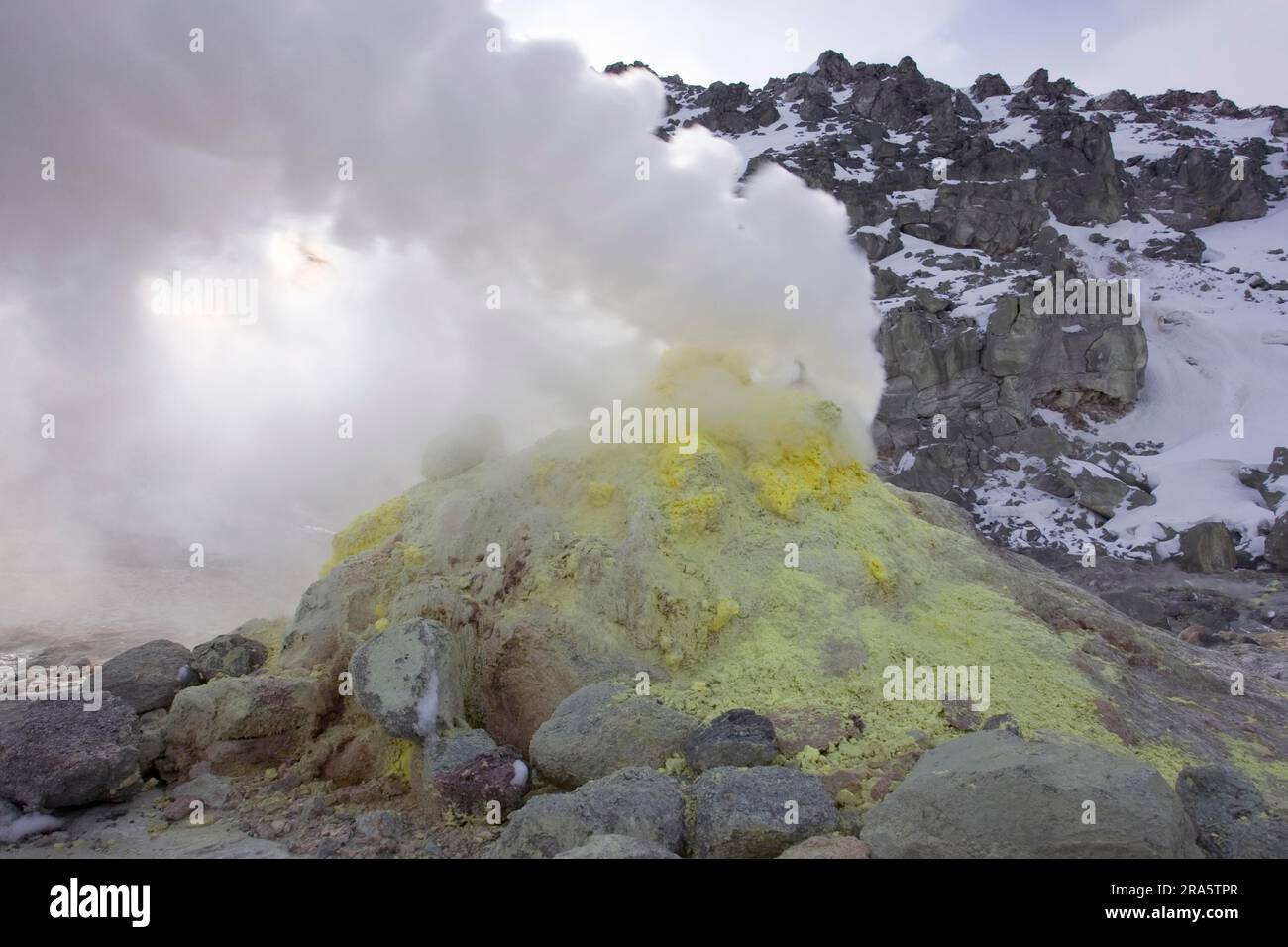 Sulphur fumaroles, Hokkaido, Sulphur, Fumarole, Japan Stock Photo - Alamy