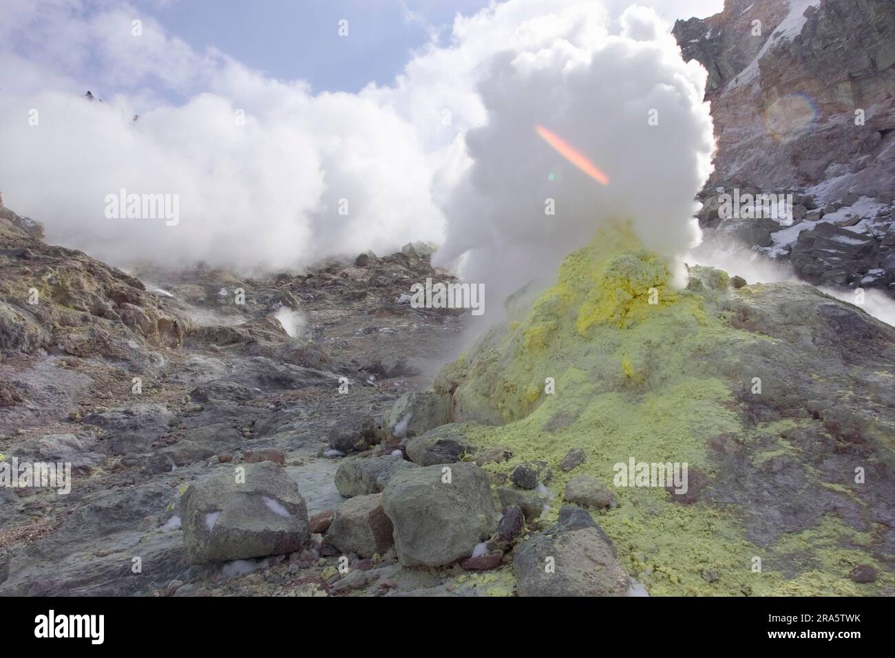 Sulphur fumaroles, Hokkaido, Sulphur, Fumarole, Japan Stock Photo - Alamy
