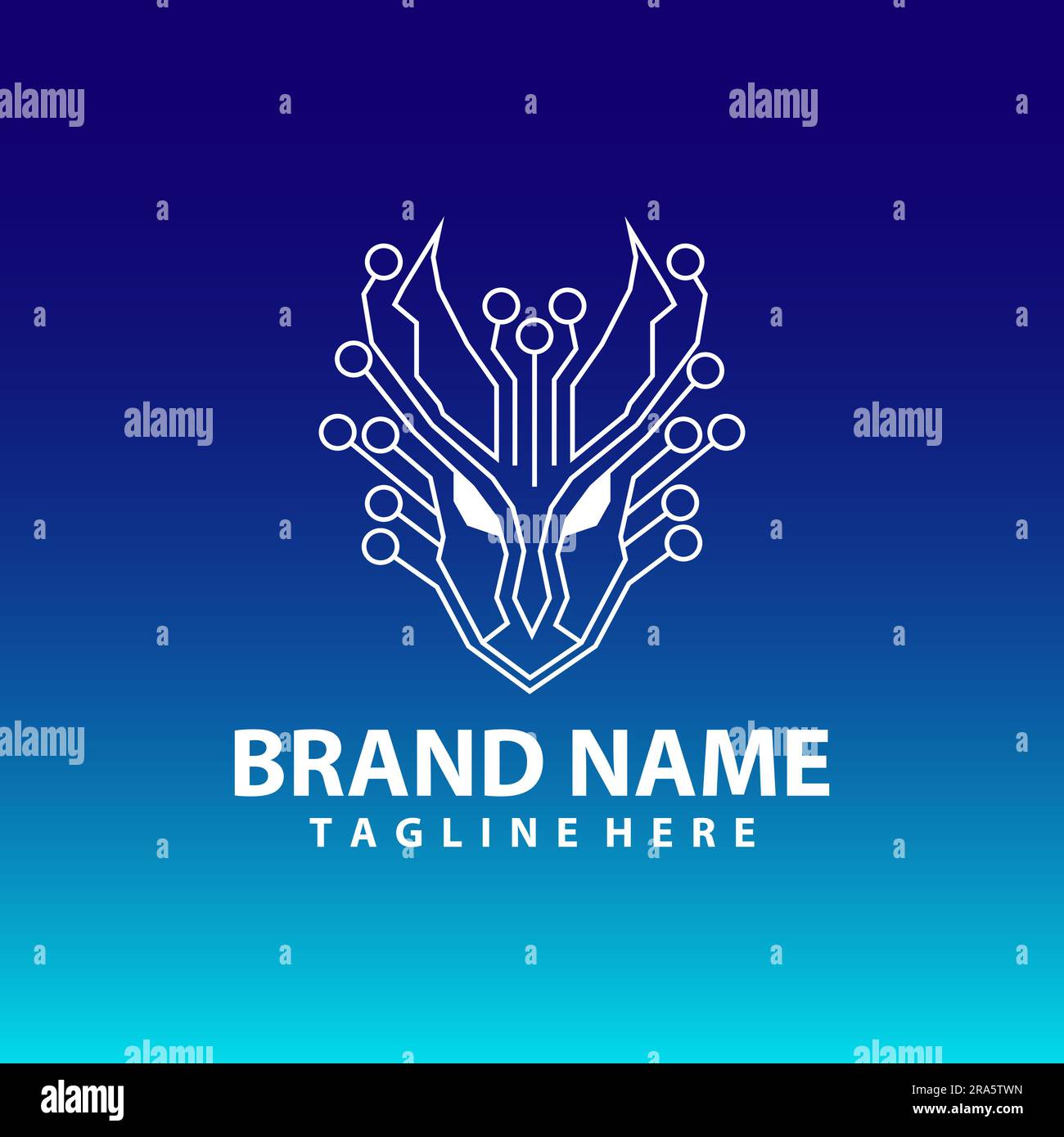 abstract technology line man logo design vector Stock Vector Image ...