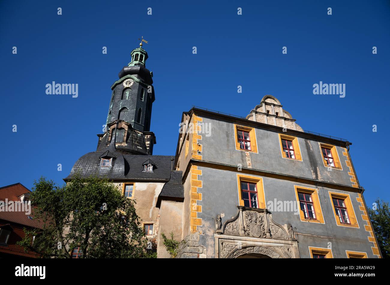 Baroque City Palace with Palace Tower and Bastille, Weimar, Thuringia ...