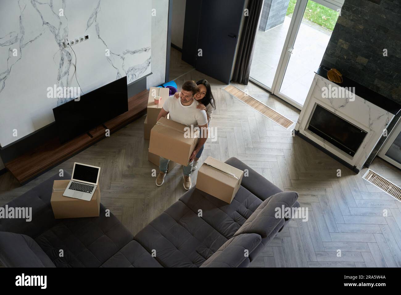 Girl holds cardboard boxes hi-res stock photography and images - Alamy