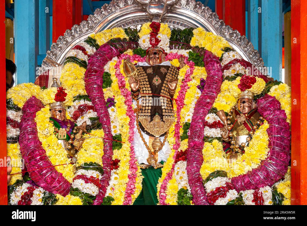 Decorated Urchava Deities of Subrahmanya with His consorts Valli and ...