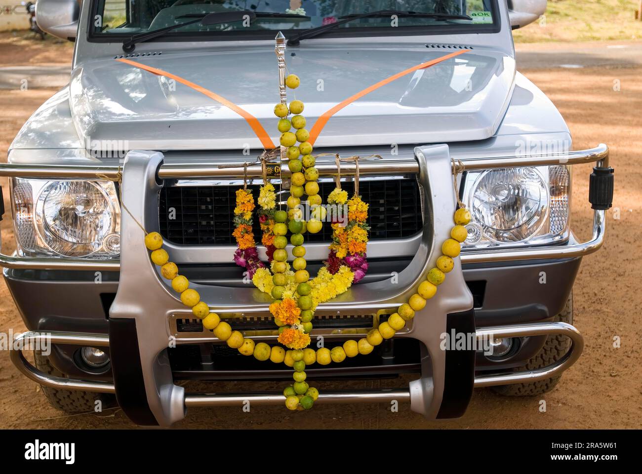 Pooja Puja done for a newly purchased vehicle at Nattarasankottai ...