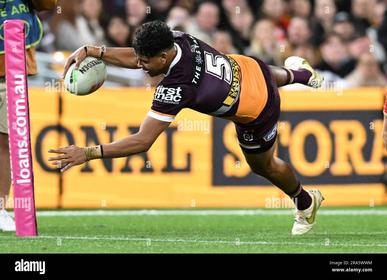 Brisbane, Australia. 01st July, 2023. Selwyn Cobbo of the Broncos ...