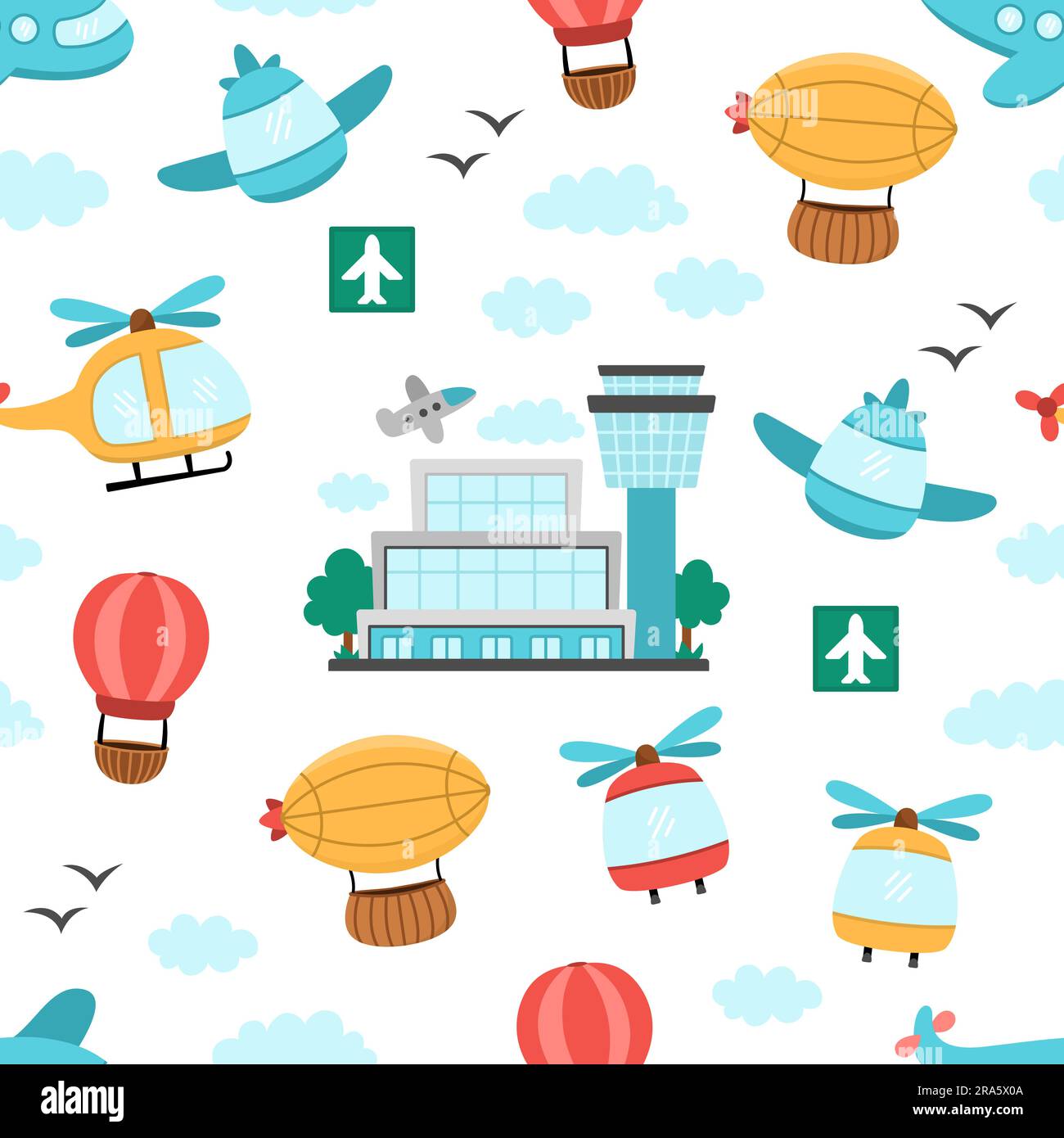Vector air transport seamless pattern. Funny transportation repeating ...