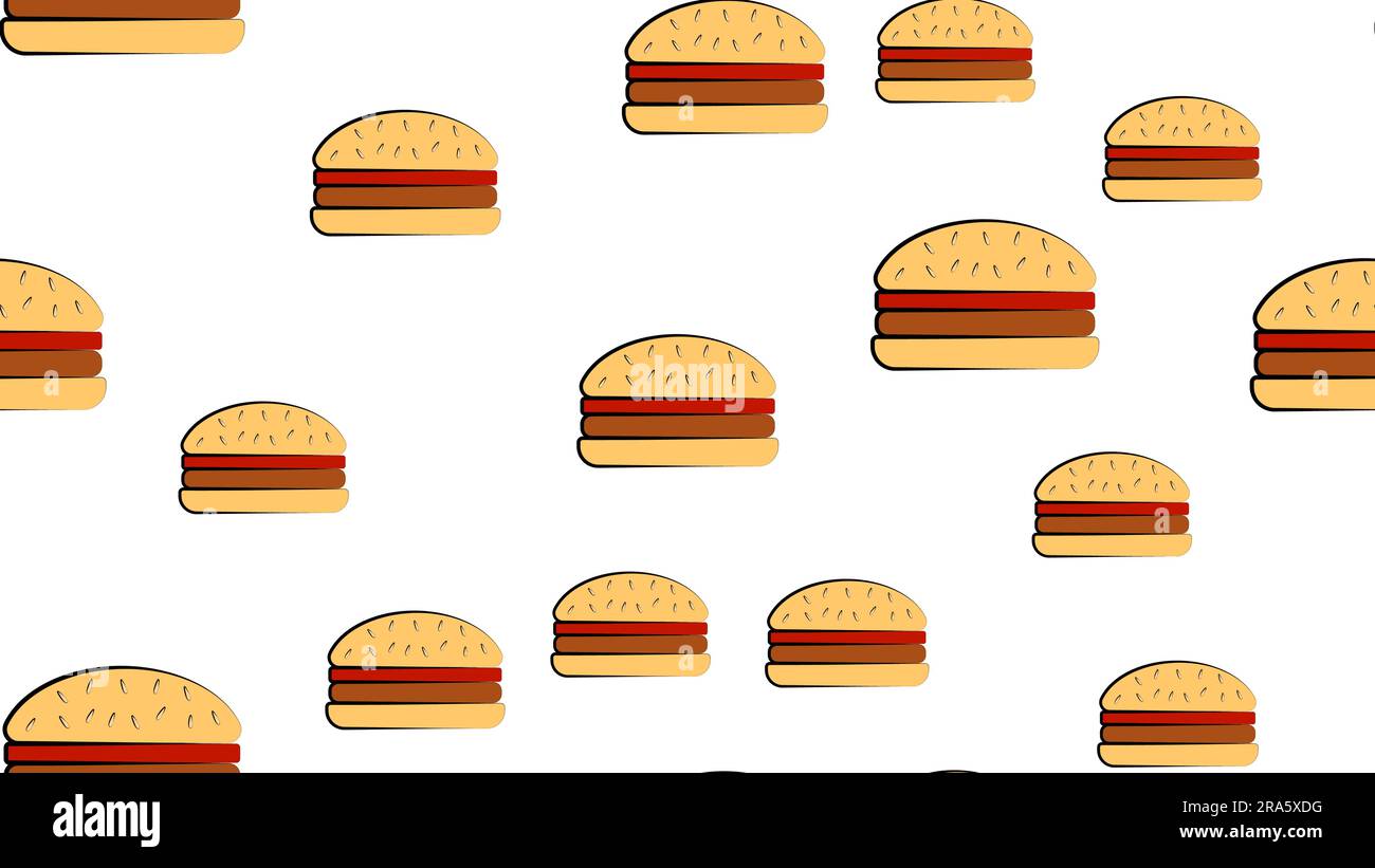 Burger Seamless Pattern Background Vector Design Isolated on White ...