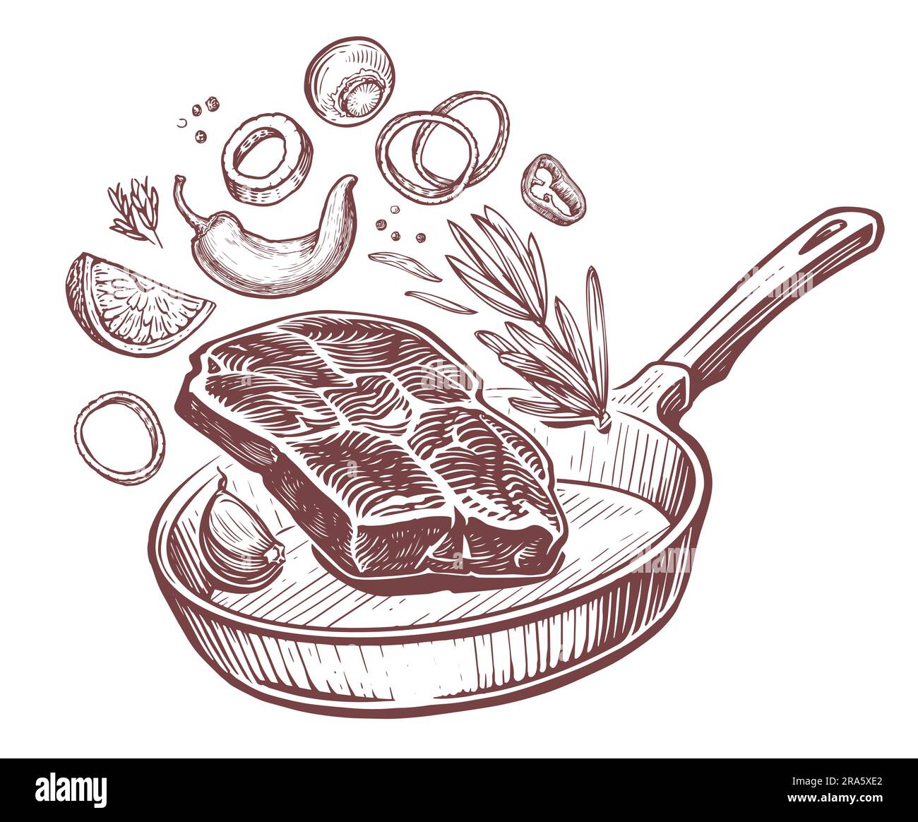 Spice in a pan Stock Vector Images - Alamy