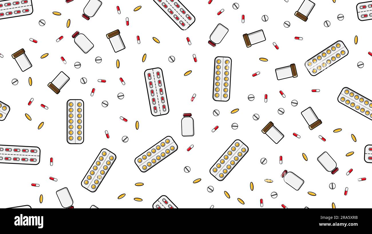 Seamless pattern texture of endless repetitive medicine tablets pills ...