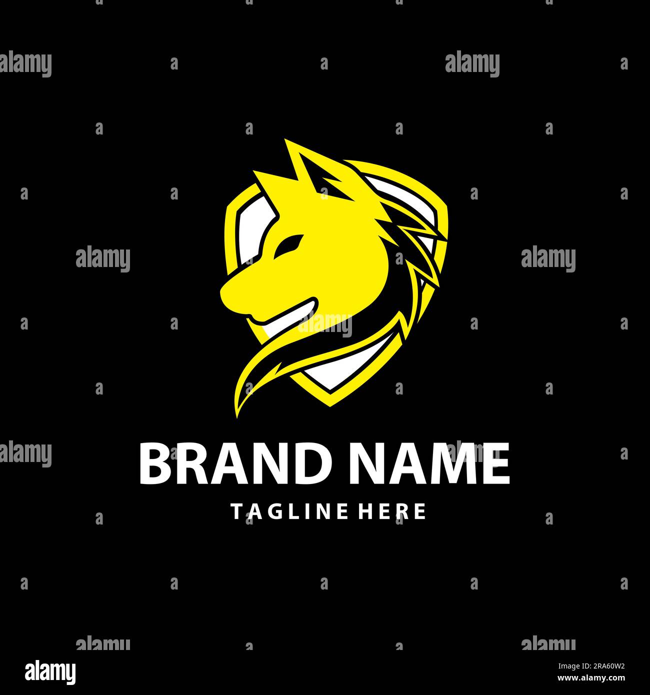 wolf head shield modern technology logo design Stock Vector Image & Art - Alamy