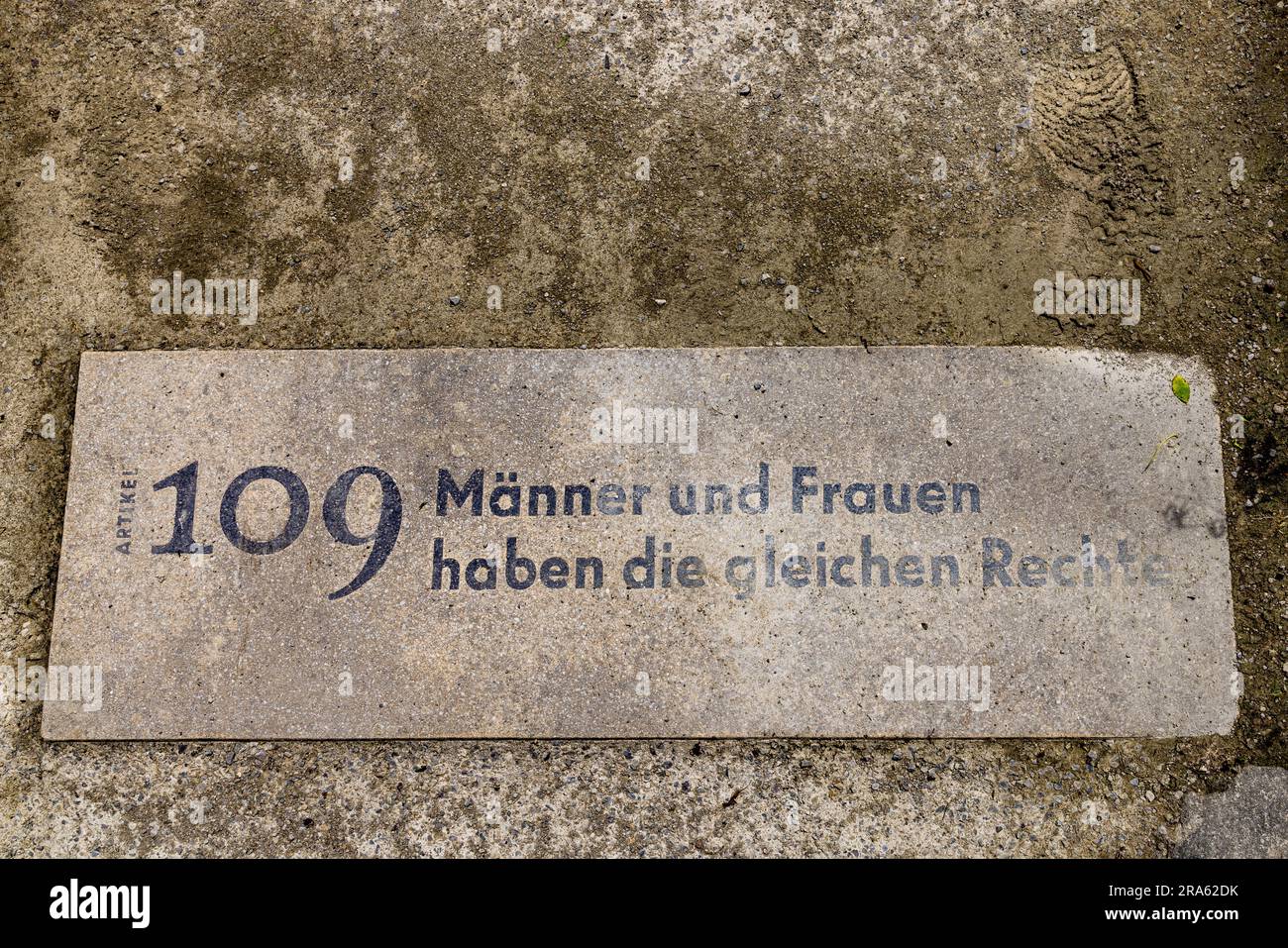 Schwarzburg, Germany. 01st July, 2023. A plaque with Article 109 of the ...