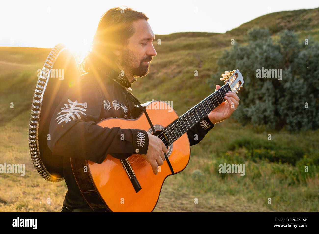 Mexican musicians mariachi with guitar.Mexican musicians mariachi with ...