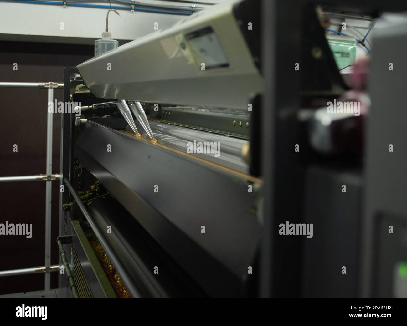 Printing house printing process interior machines paper Stock Photo - Alamy