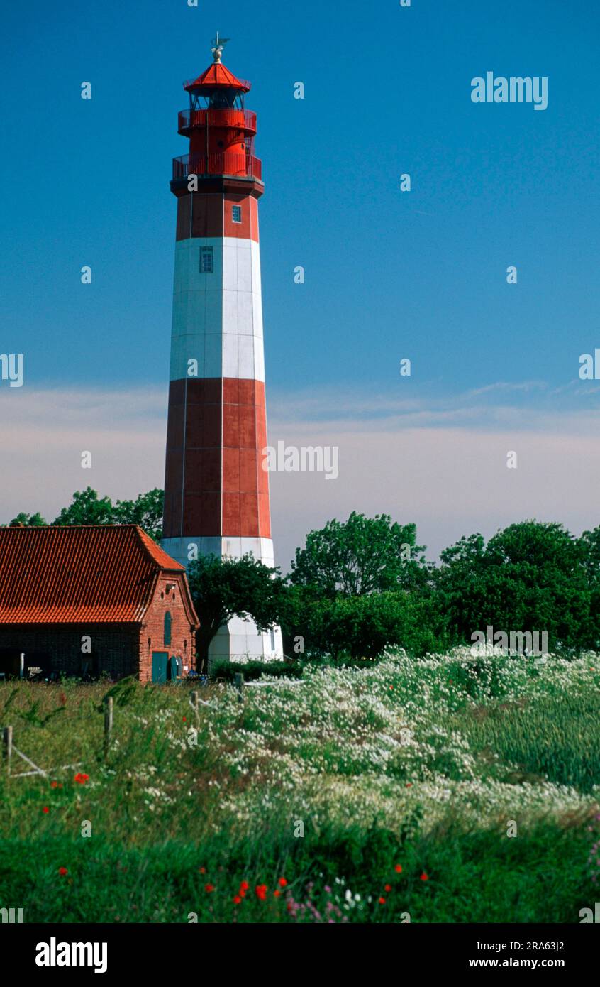 Fluegge Lighthouse, Fehmarn, Schleswig-Holstein, Germany Stock Photo ...