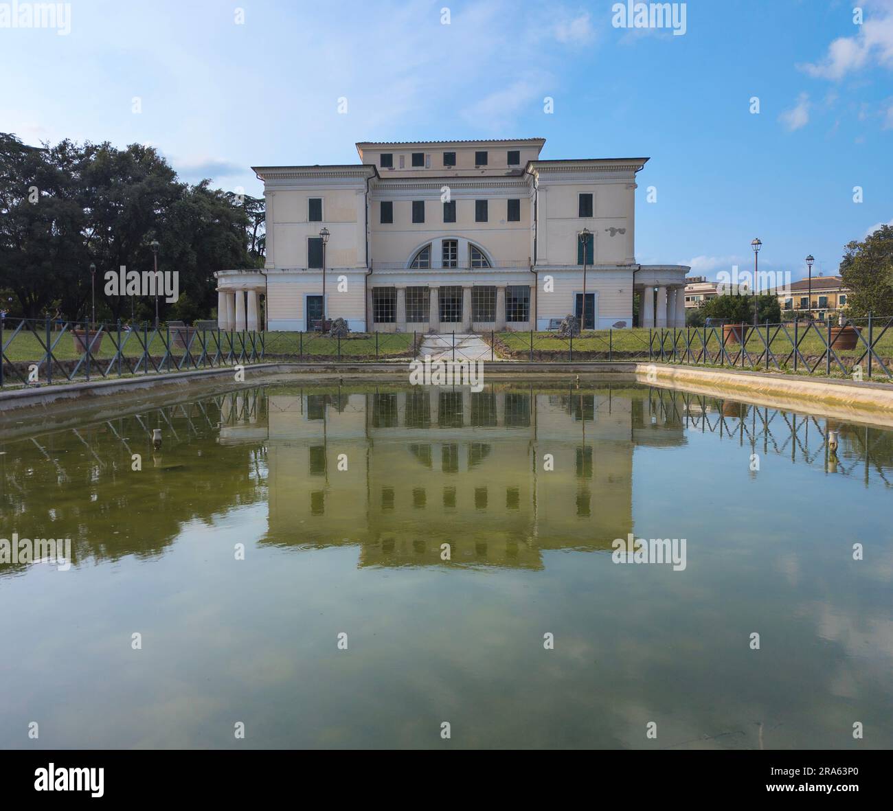 View of Villa Torlonia, public park of Rome with fountains ...
