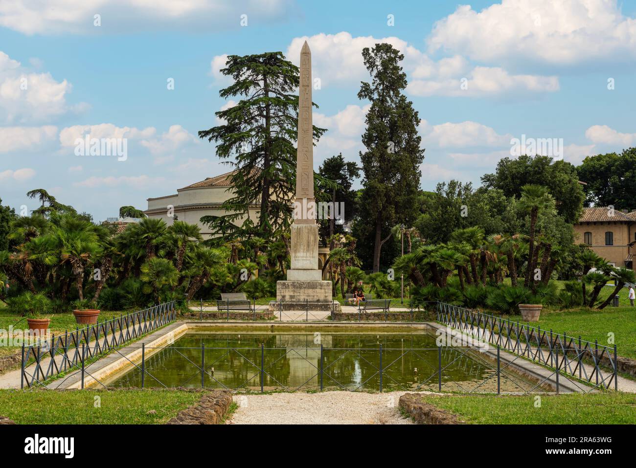 Obelisk of Villa Torlonia, with fountains and pond, dedicated to Anna ...