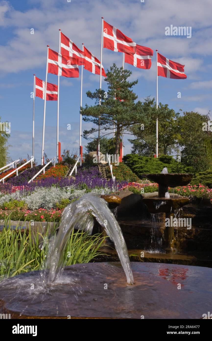 Fountains and flags, Jesperhus Blomsterpark, flower and leisure park ...
