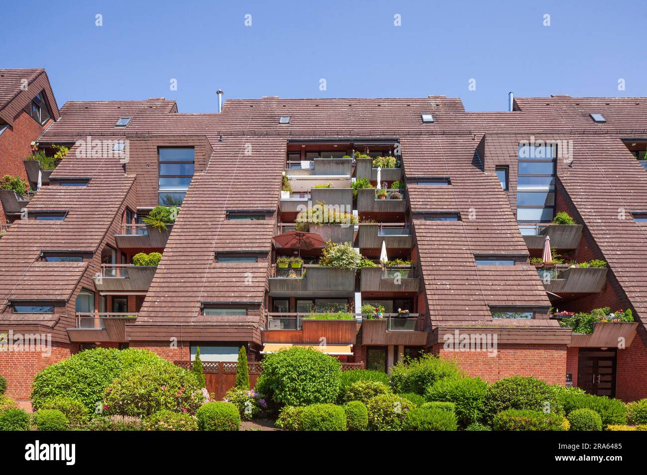 Stepped residential building, apartment building, multi-family house ...