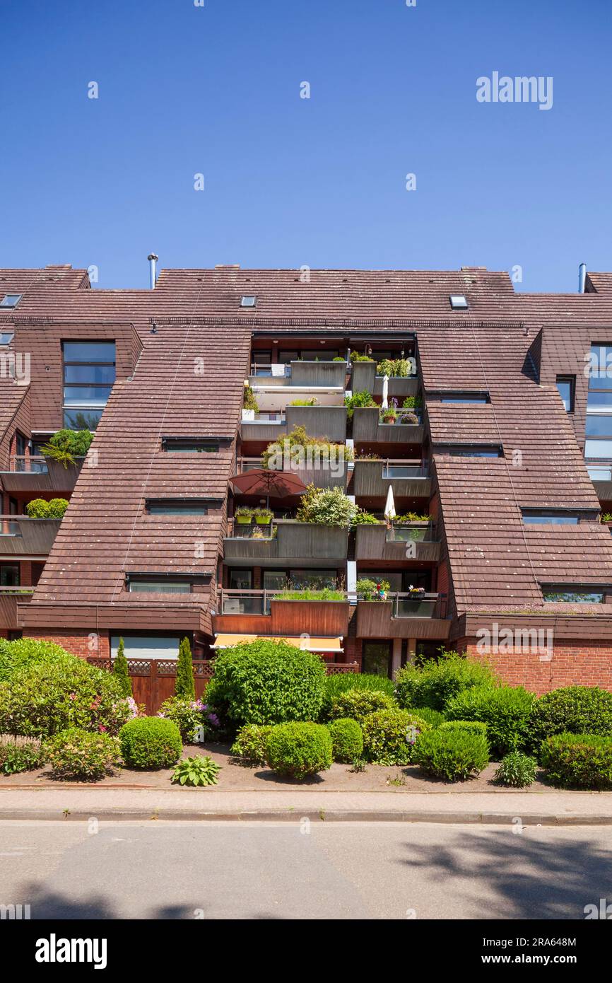 Stepped residential building, apartment building, multi-family house ...