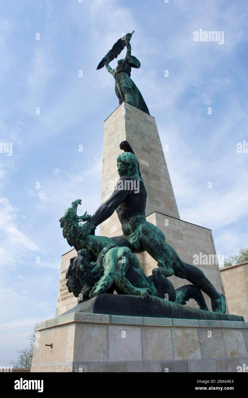 Freedom Monument in front of Citadel, Gellert Hill, Budapest, Hungary ...