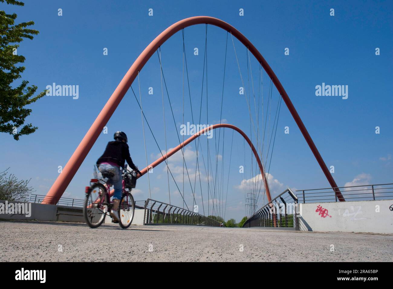 Double arch bridge over the Rhine-Herne Canal, Nordsternpark, Route of ...