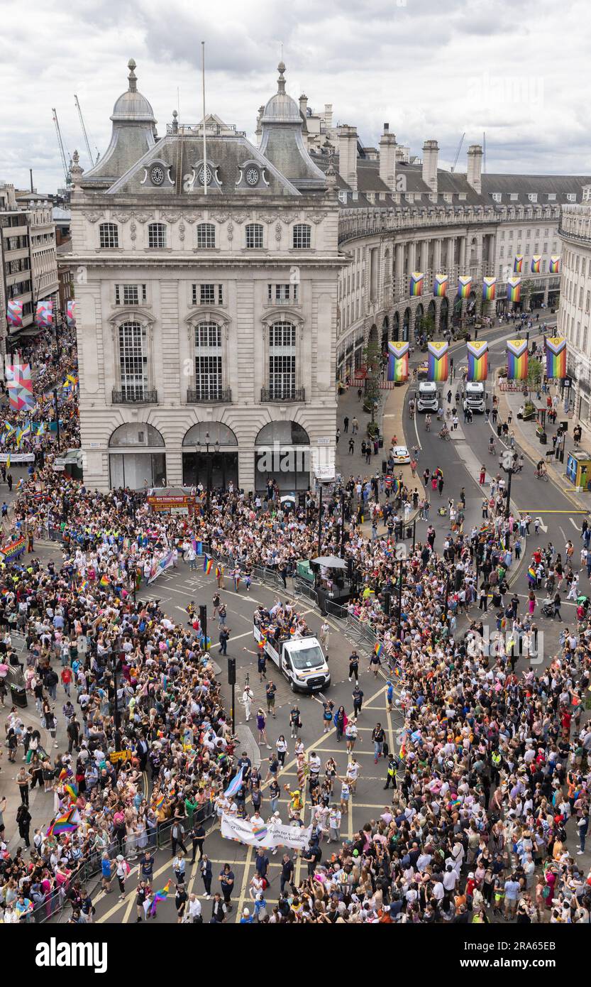 EDITORIAL USE ONLY A general view of this year's Pride in London parade ...
