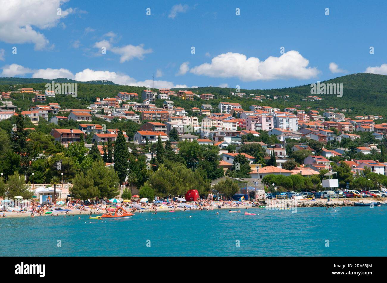 Holidaymakers on the beach, Kvarner Bay, Crikvenica, Croatia Stock ...
