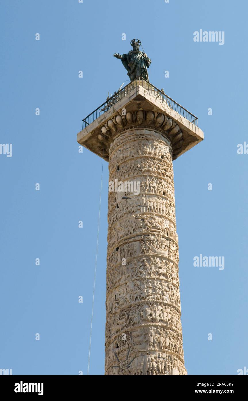 Column of Marcus Aurelius, Piazza Colonna, Rome, Latium, Italy, Columna ...