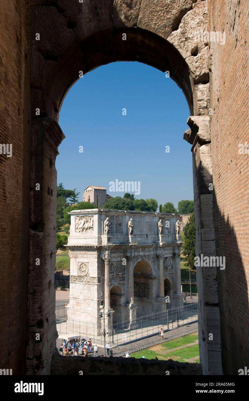 Triumphal Arch of Constantine, in front of the Colosseum, Rome, Latium ...